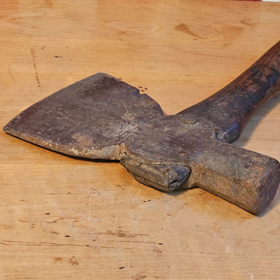 Antique Primitive Hand Tool Hammer Hatchet Shingling Axe Oak Handle ...