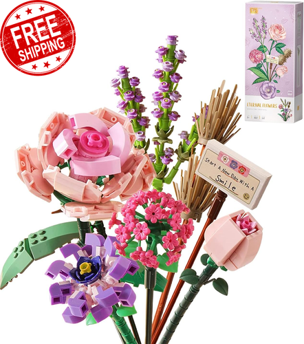 Mini Bricks Artificial Flower Bouquet Building Sets，Diy Simulation ...