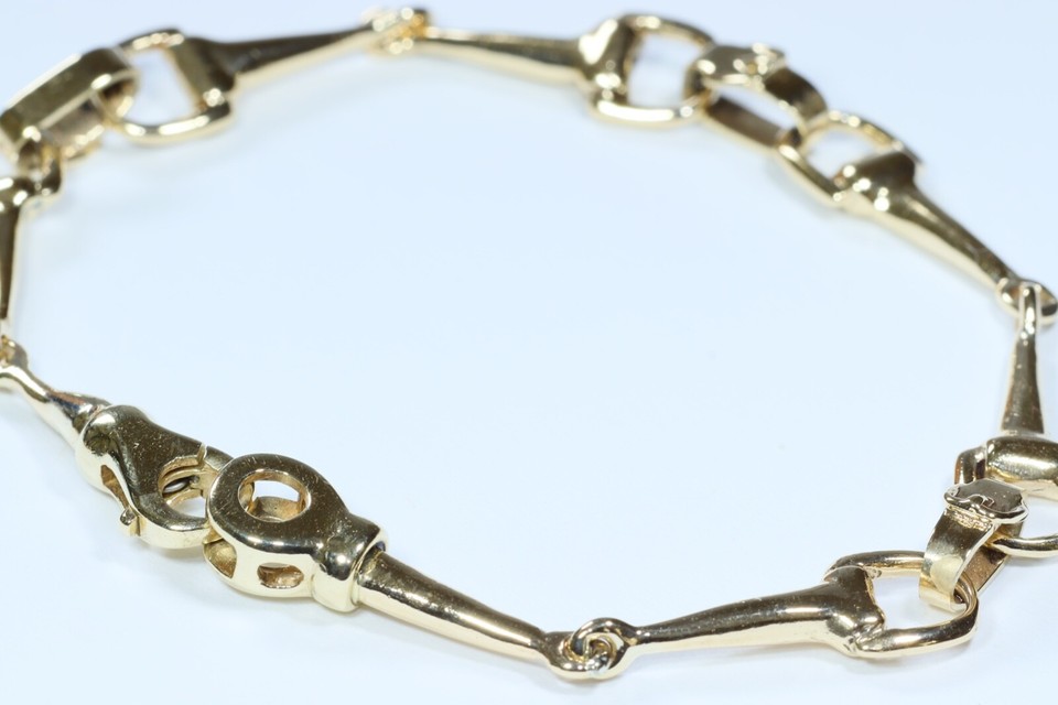 Horse bit (snaffle) Bracelet 14k solid yellow gold “custom made” 14 ...