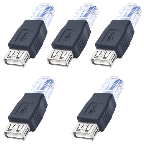 5PCS USB A Female to Ethernet RJ45 Male Adapter Connector USB 2.0 ...