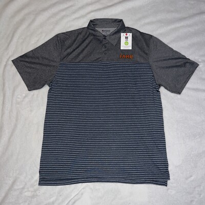 FAMU Champion Florida A&M University Rattlers Grey Striped Polo Shirt ...