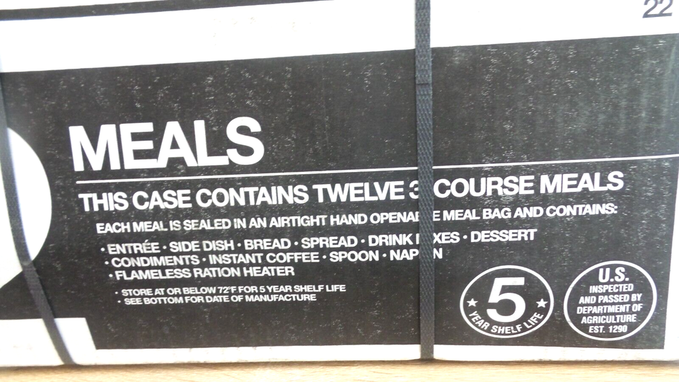 MRE MEALS, READY TO EAT 12 3 COURSE MEALS WITH FLAMELESS RATION HEATERS ...