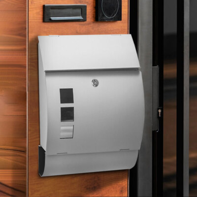 Weatherproof Mailbox Steel Wall-Mounted Curved Letterbox Key Lock ...