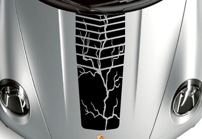 16" Hood Stripped Lightning RACING STRIPES vinyl Decal (Fits Porsche ...