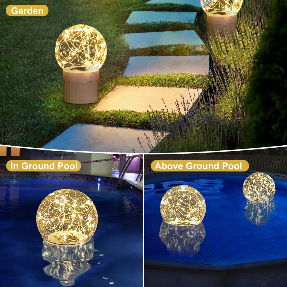 DeeprBlu Pool Chlorine Floater with Solar Ball Light, Floating Warm ...