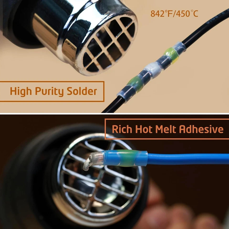 110 Pcs Heat Shrink Wire Connectors, Solder Seal Butt Connectors Kit ...