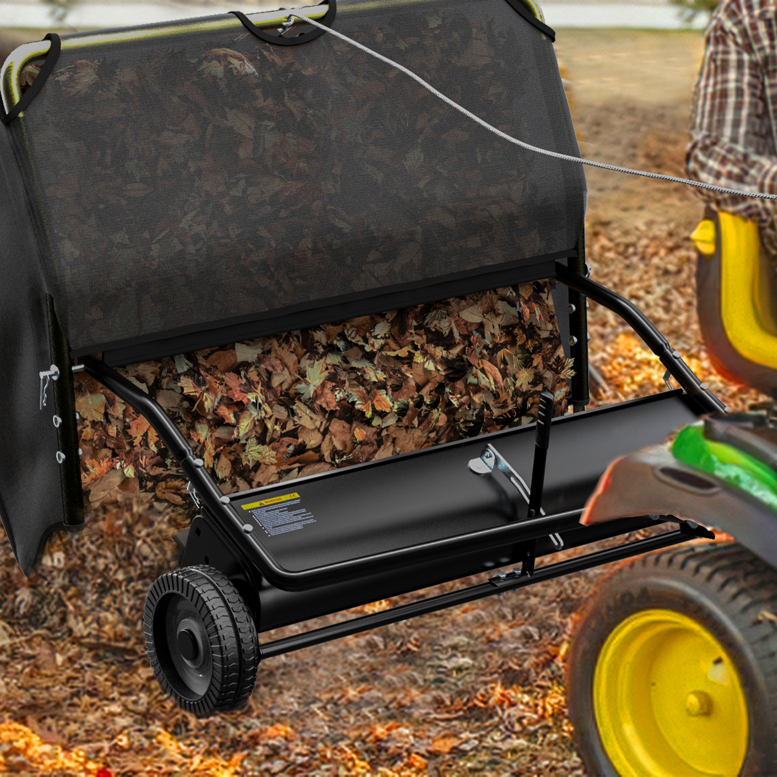 42" Tow Behind Lawn Sweeper Leaf Collector Sweeper for Lawn 20 Cu FT ...
