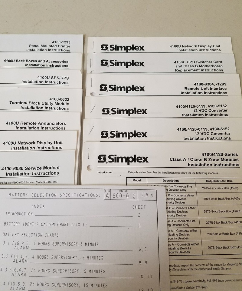 SIMPLEX 4100U FPII FIRE PANEL INSTALLATION SETUP OPERATING INSTRUCTIONS ...
