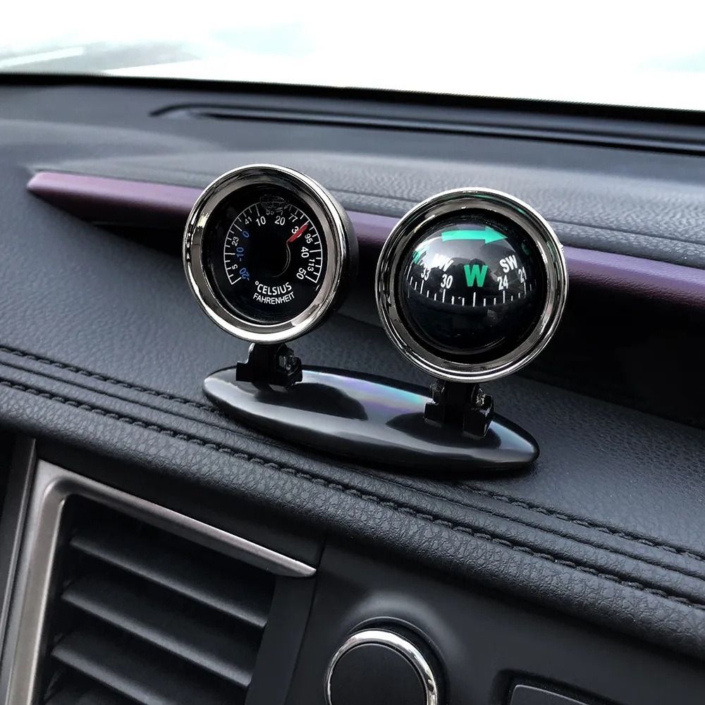 2 in 1 Guide Ball Car Compass Thermometer Car Ornament Direction ...