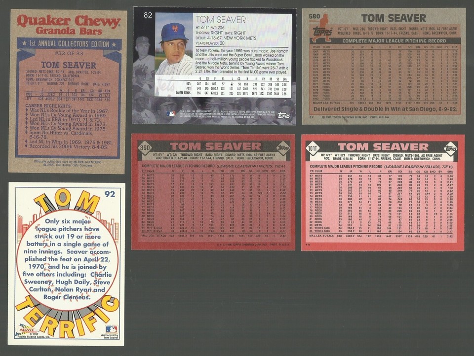TOM SEAVER HALL OF FAME LOT OF 20 DIFFERENT HIGH GRADE METS REDS | eBay