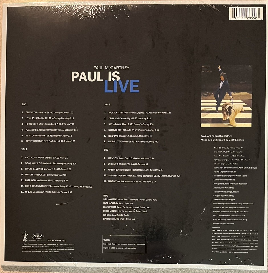Paul McCartney Paul Is Live 2 LP 180g Vinyl LP Limited Edition Remaster ...