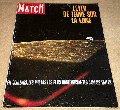 APOLLO 8 1969 COLOR PICTORIAL EARTHRISE ISSUE * NEWSSTAND PARIS MATCH ...