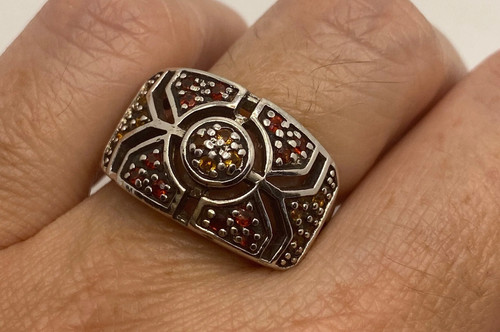Vintage Golden Topaz Garnet 925 Sterling Silver Gothic Ring | eBay