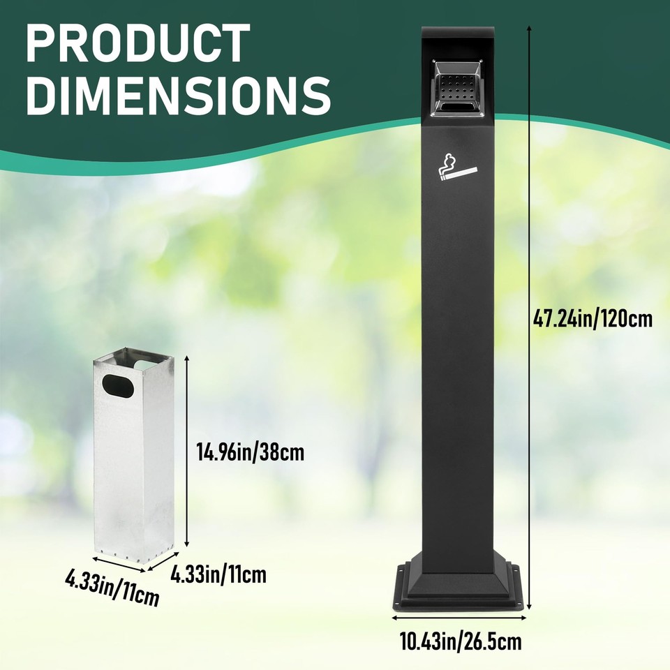 Outdoor Trash Receptacle Commercial Ash Disposal Black Trash Can ...