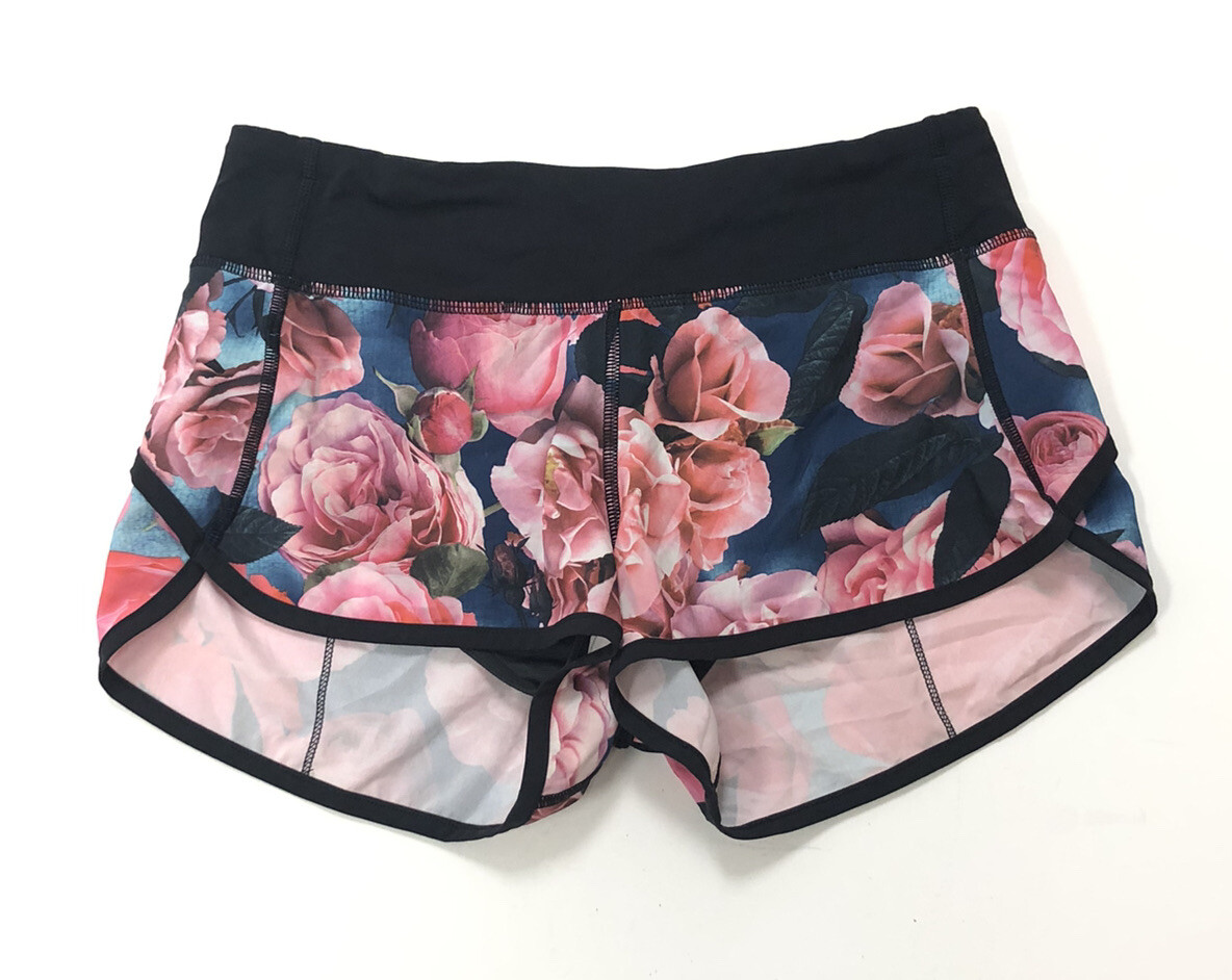 Lululemon 4 Speed Short Secret Garden Roses Pink Red … - Gem