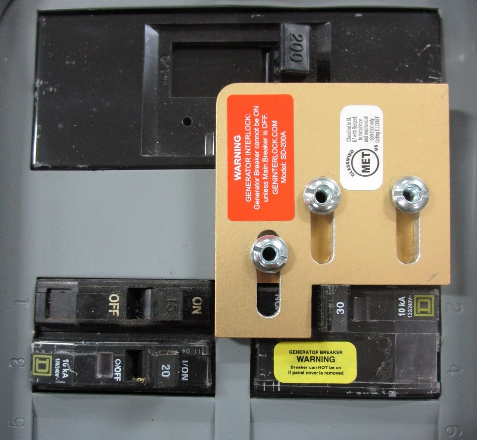 Generator interlock kit for Square D QO or Homeline 150 & 200 Amp ...