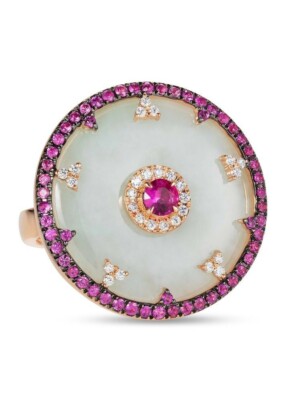 MOP & Pink Sapphire Cocktail Ring 925 Sterling Silver Halo Design ...