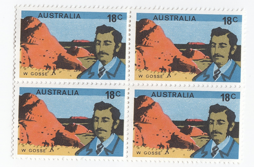1976 '19th CENTURY AUSTRALIA EXPLORERS - W GOSSE' MNH BLOCK 4 x 18c ...