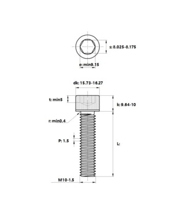 M10-1.5 Allen Hex Socket Cap Head Screws Bolts 304 Stainless Steel A2 ...