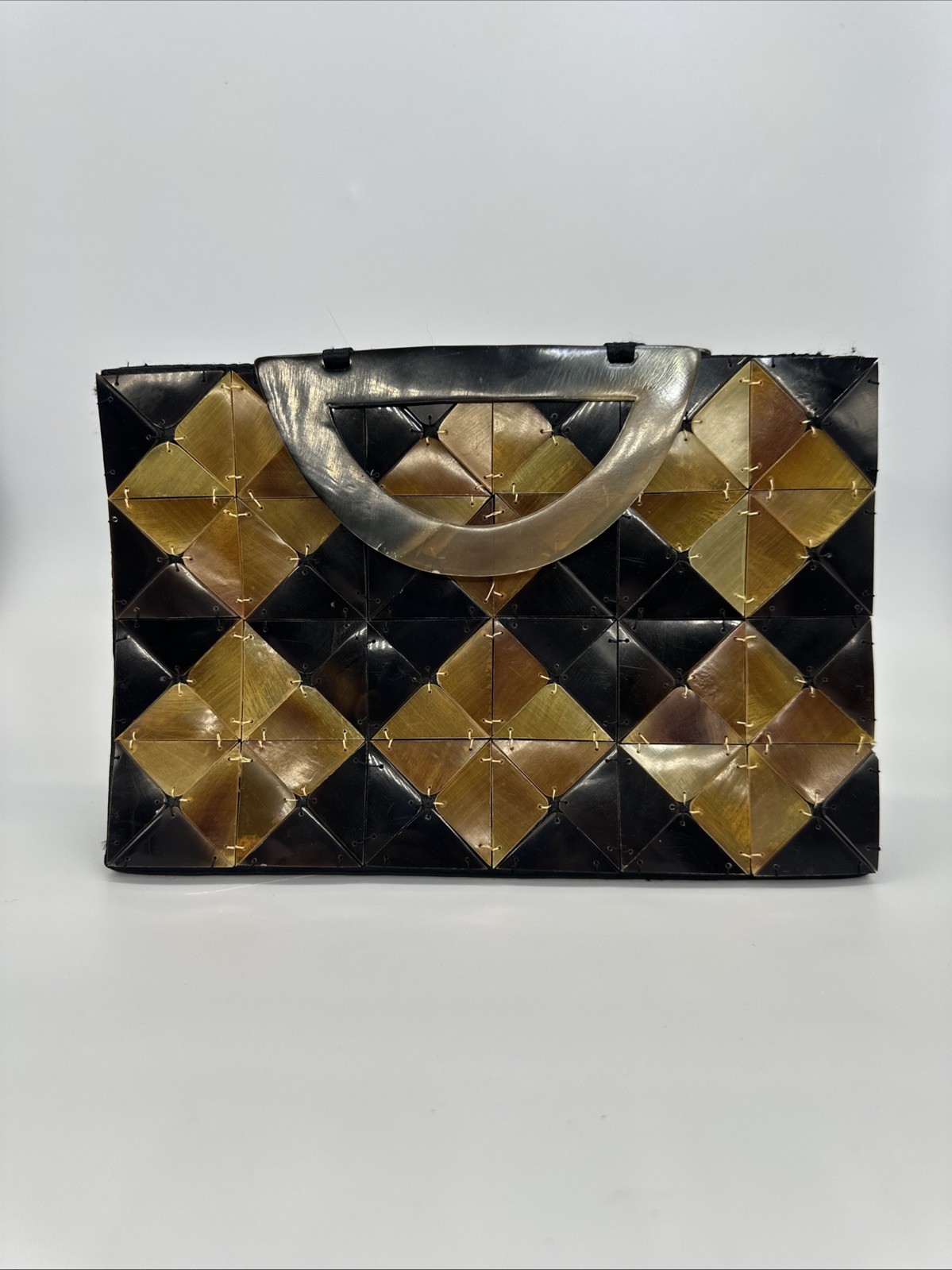 Mad Bags Natural Horn & Mother of Pearl Shell Tile Clutch Purse Bag ...