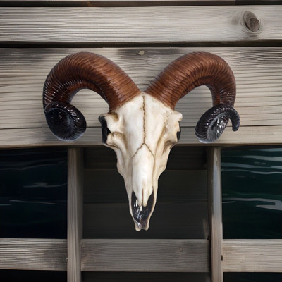 Ram Head Trophy Wall Plaque Mounted Sheep Skull Gothic Home Decor Wicca ...