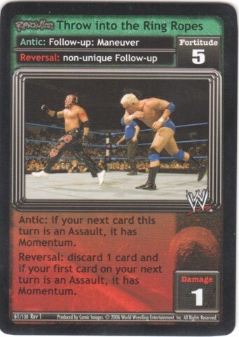 WWE: Throw into the Ring Ropes [Played] card type Antics Raw Deal ...
