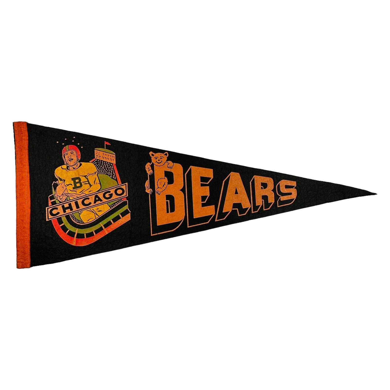 Vintage 1950s CHICAGO BEARS Full Size Black NFL Pennant Soldier Field ...