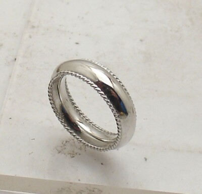 Size 8 Technibond Twisted Rope Framed Domed Band Ring Anti-Tarnish Real ...