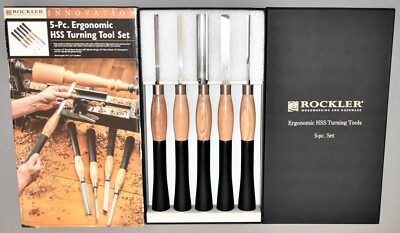 NEW RARE ROCKLER 5 pc. TURNING TOOL SET 19 1/4" LATHE WOODTURNING BOX ...