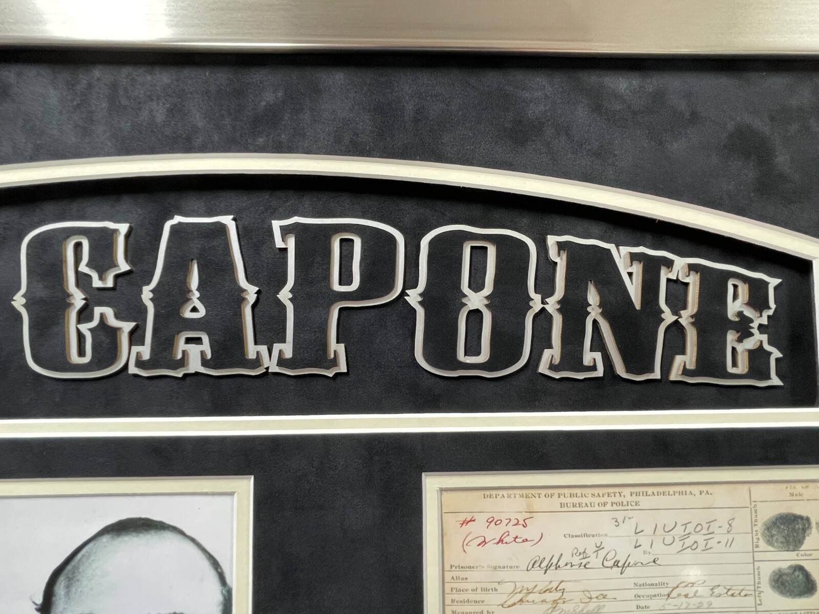 Al Capone Original 1929 Philadelphia Prison Sentence Document Framed ...