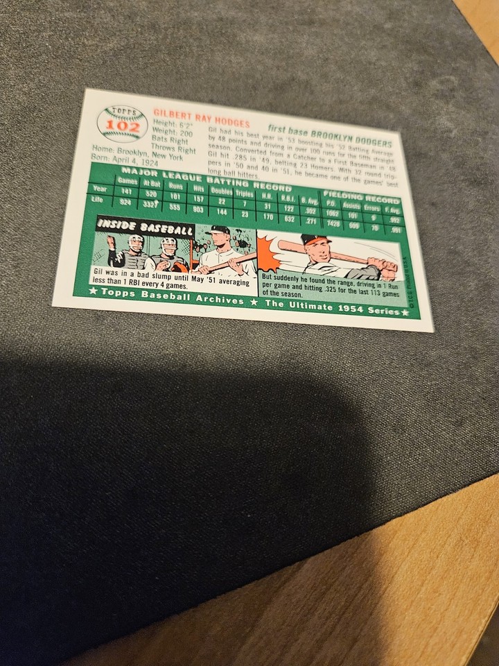 1994 Topps Archives '54 Reprint Gil Hodges #102 NM/MT BROOKLYN DODGERS ...