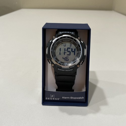 George Alarm Stopwatch Sports Water Resistant Black | eBay