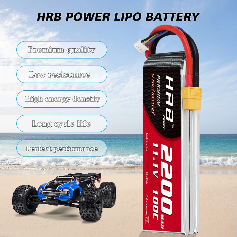 2x HRB 11.1V 2200mAh 100C XT60 3S LiPo Battery for RC Boat Drone Car ...