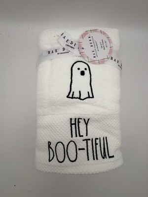 NEW Rae Dunn “Hey Boo-tiful” White with Ghost Hand Towels Halloween Set ...