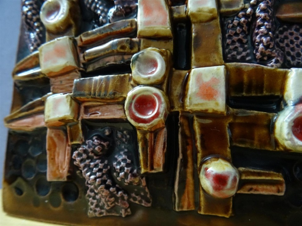 VTG Signed BY GOFER Israel Ceramic Art Deco Hand Made Wall Plaque Tile ...