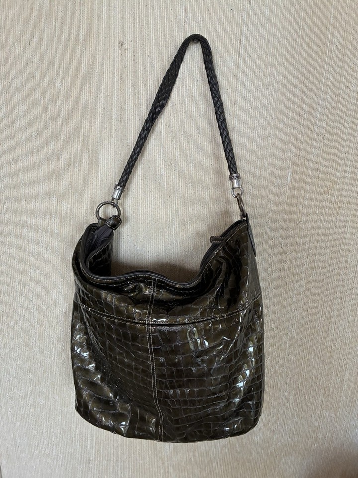 Brighton Breelan Embossed Leather HOBO/Shoulder Bag large in brown gold ...