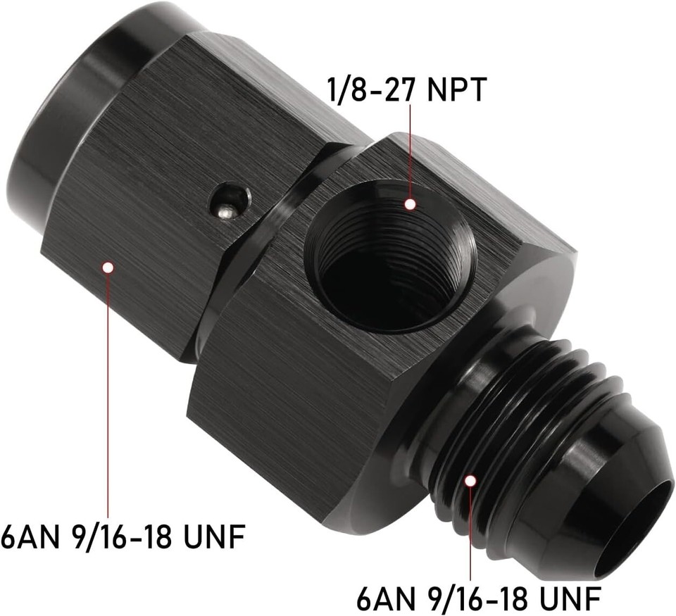 Fuel Pressure Fitting 6AN Male to Female with 1/8 NPT Gauge Port Hose ...