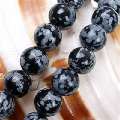 Natural 8mm Black Snowflake Jasper Gemstone Round Loose Beads 15 ...