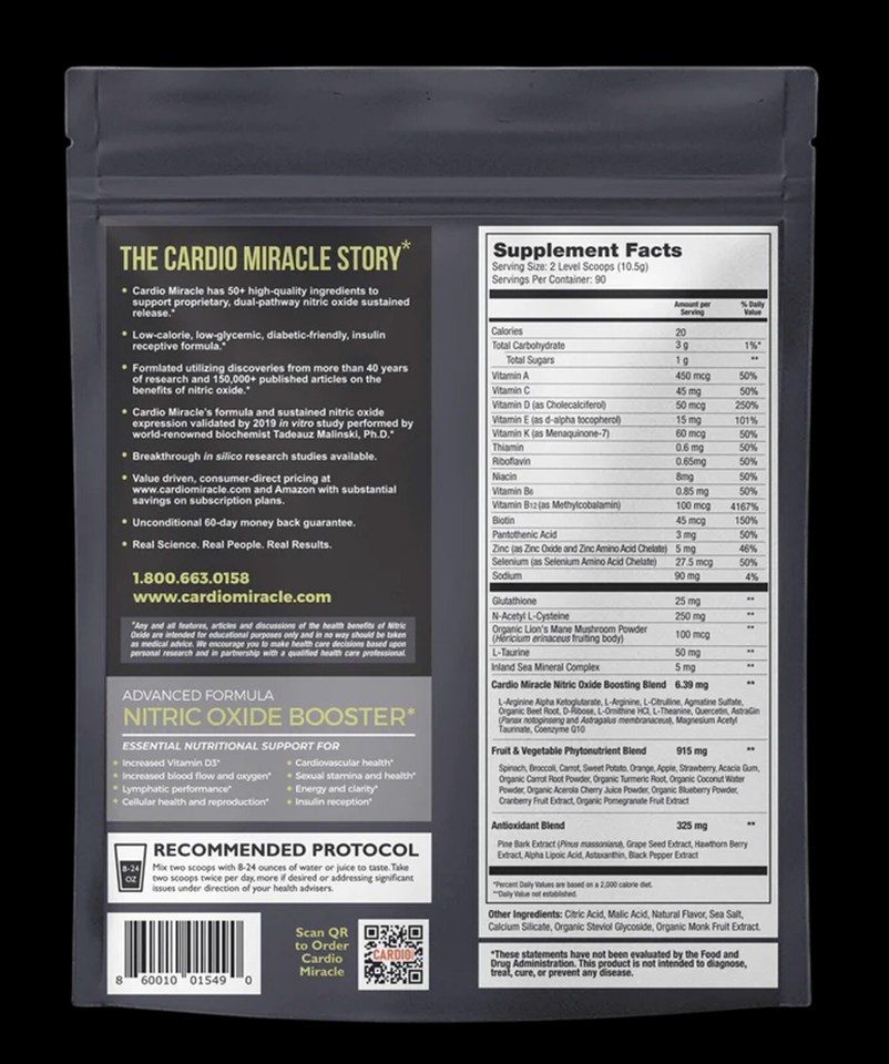 Cardio Miracle The Complete Nitric Oxide Solution - 90 SERVINGS, Best ...