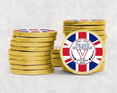 VE Day gifts chocolate Coins Luxury Gold foiled discs street party ...