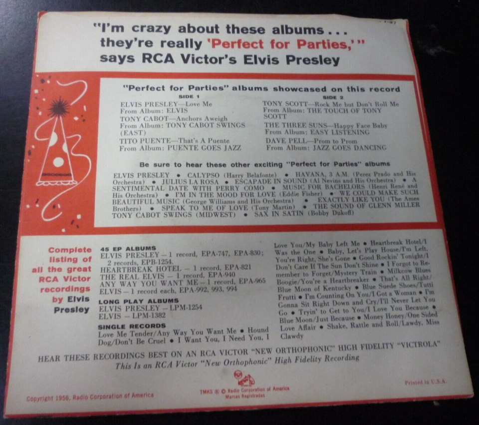ELVIS Presley "PERFECT FOR PARTIES" Not for sale 45 EP Rare Highlight ...