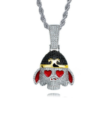 935 Silver Cartoon Rapper Hip Hop Men's Pendant With Simulated Multi ...