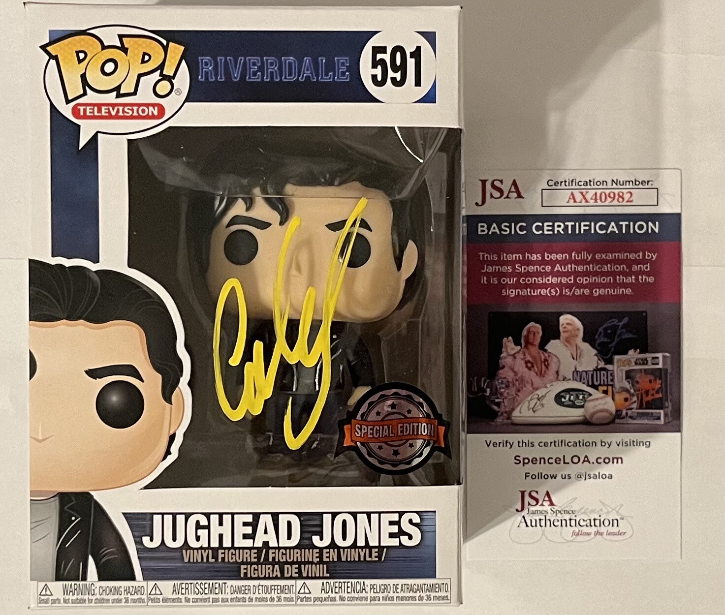COLE SPROUSE SIGNED JUGHEAD JONES RIVERDALE FUNKO POP VINYL FIGURE w ...