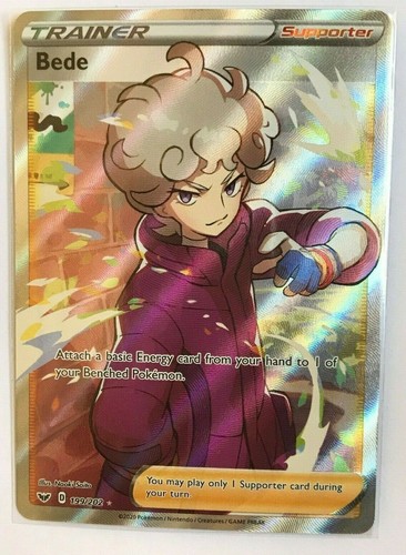 Bede FULL ART ULTRA RARE Trainer 199/202 Sword and Shield Base Set ...