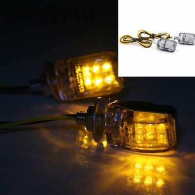 4x 6LED Black Micro Mini Tiny Small Indicators Turn Signals Motorcycle ...
