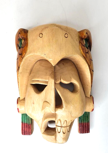 Mayan Mask Mexican Face Skull eagle head Handcrafted wood Cultural ...