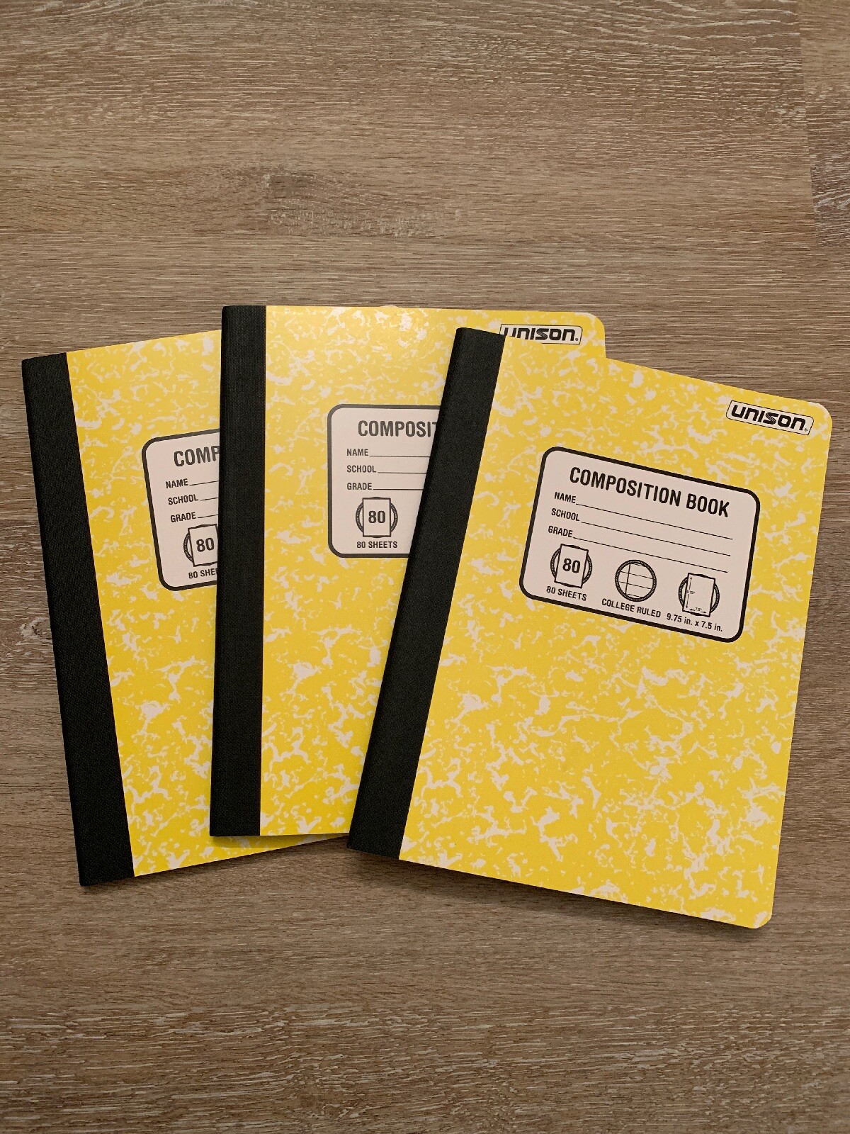 Lot of 3 Unison Composition Books College Ruled 80 Sheets each 9.75 X 7 ...