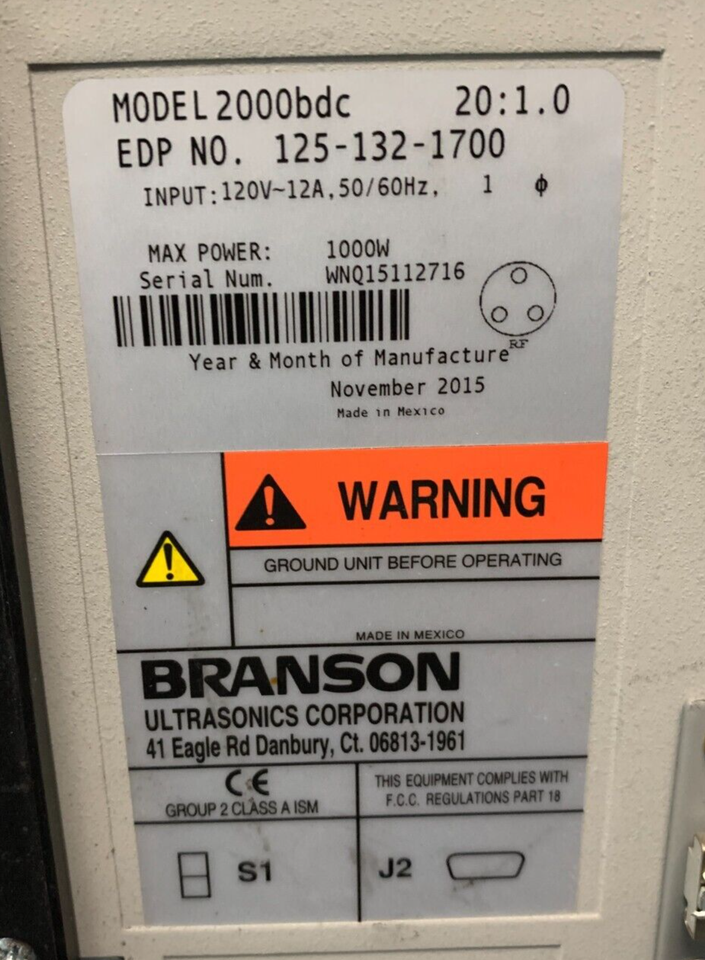 Branson 2000BDC 20:1.0 (125-132-1700) Power Supply- 1 Year Warranty | eBay