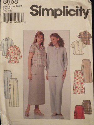 Easy OOP SIMPLICITY 8668 MS Casual Shirts Skirts & Pants PATTERN 12-14-16 UC | eBay