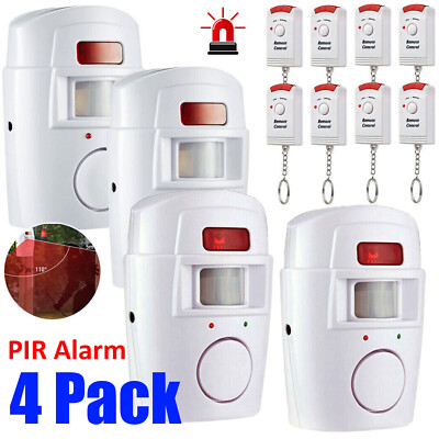 Wireless Motion Sensor Set of 4 Alarm System for Home Burglar Security ...